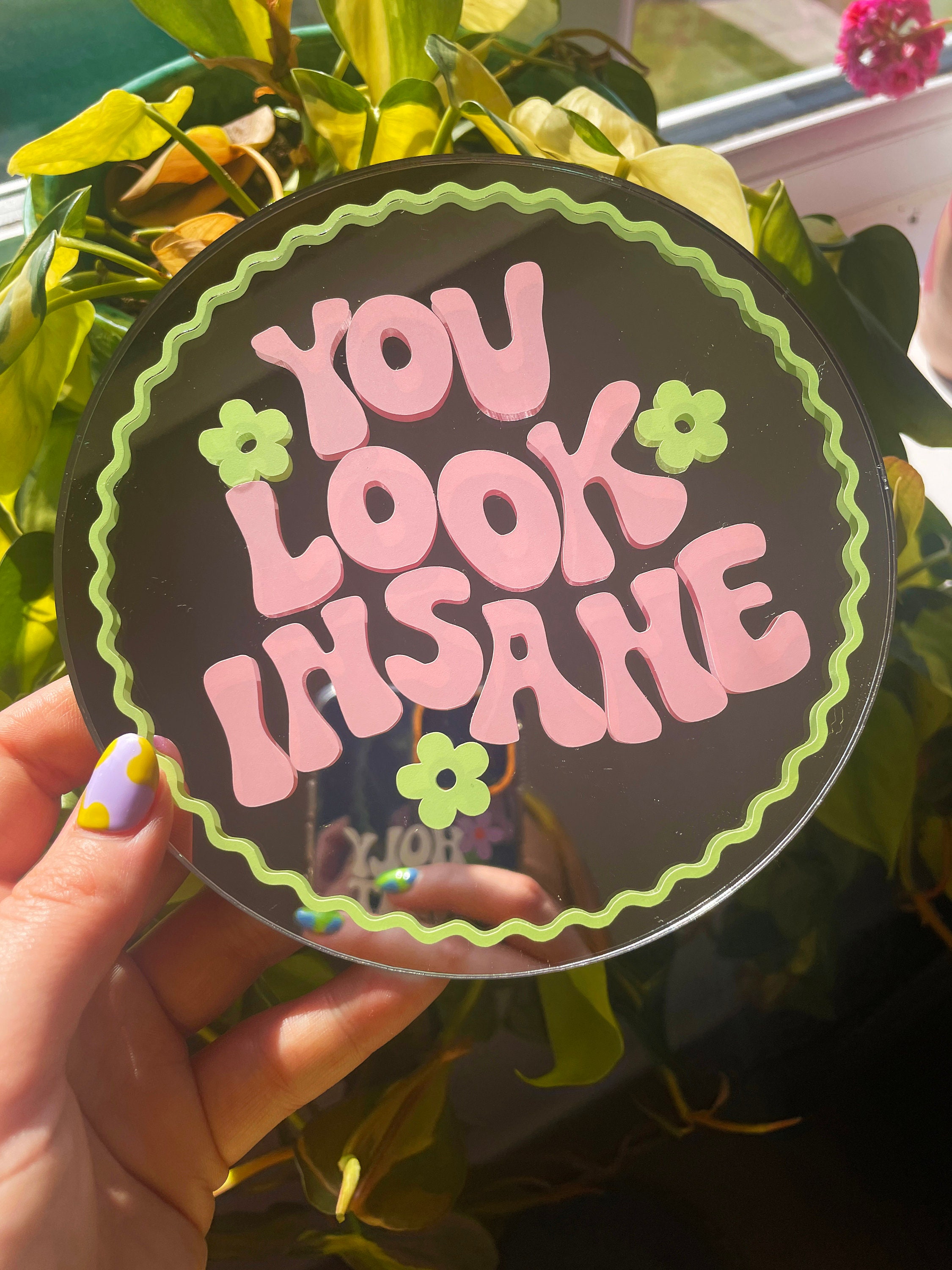 You Look Insane Mini Disc Mirror - Etsy UK