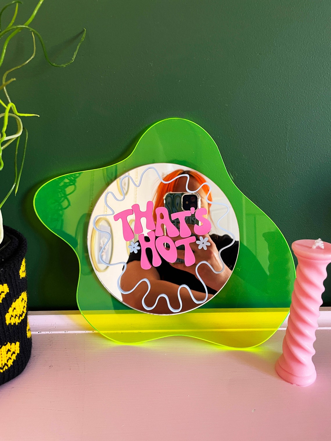Neon Lime Blob Mirror Frame Mini Mirror Not Included - Etsy