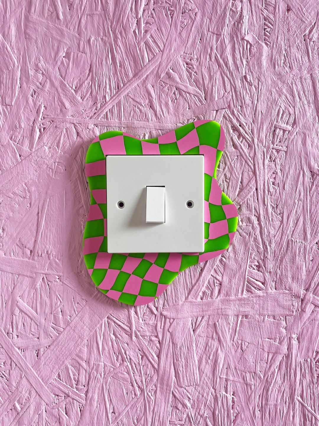 Pink & Green Checkerboard Light Switch - Etsy