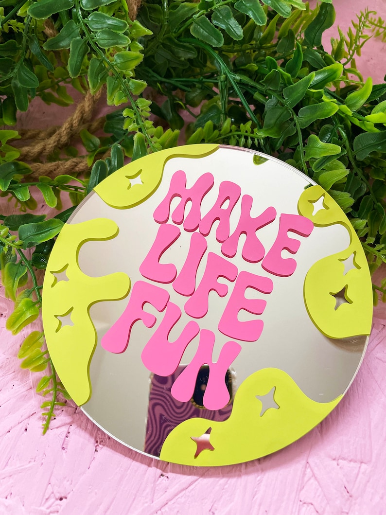 Make Life Fun Mini Disc Mirror - Etsy
