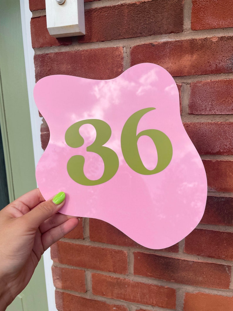 Baby Pink Blob House Number Sign Customise Number Colour - Etsy