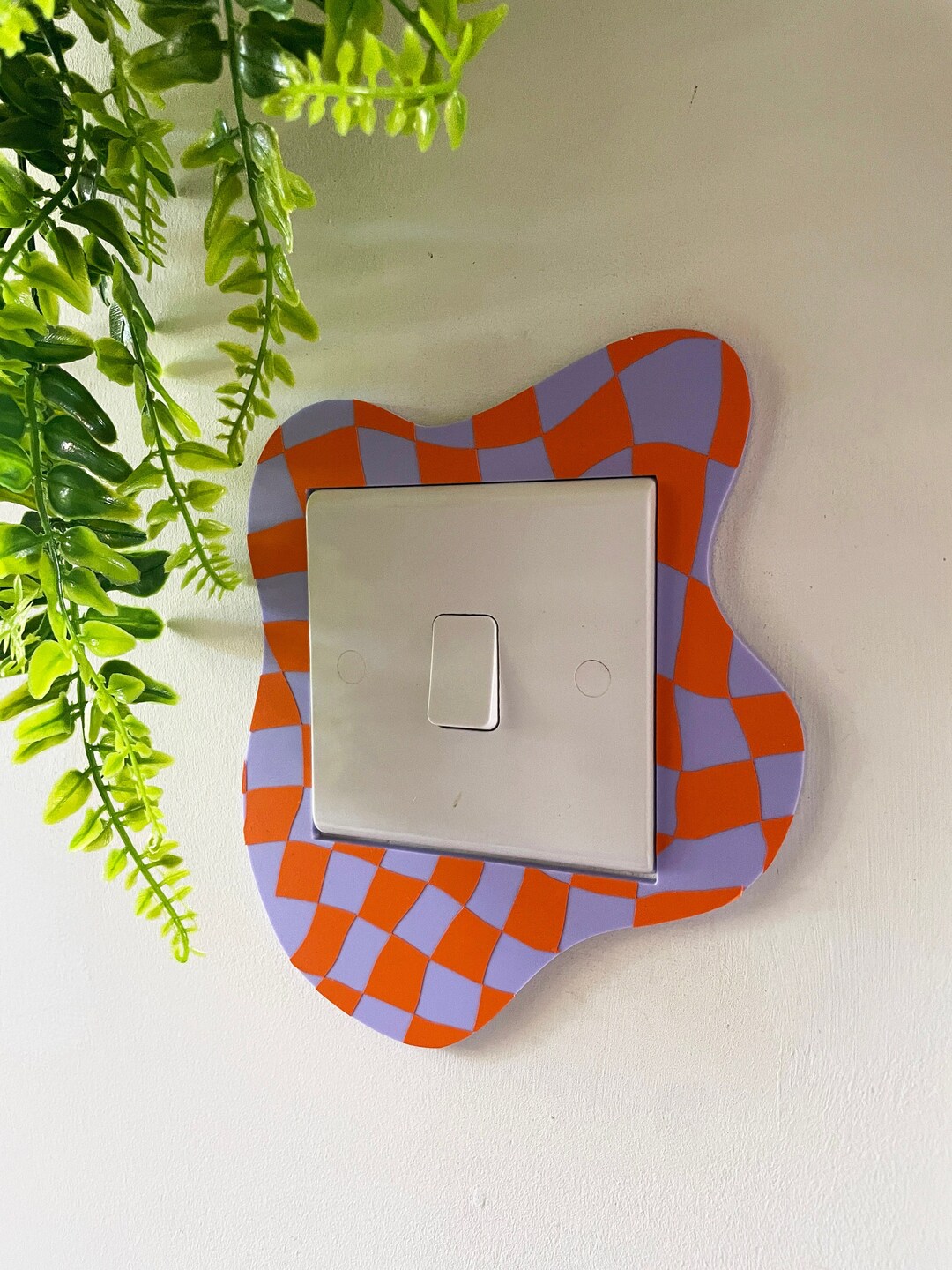 Orange & Lilac Checkerboard Light Switch - Etsy