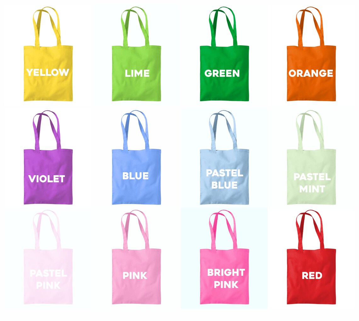 Custom Text Retro Tote Bags Lots of Colours Available Build | Etsy
