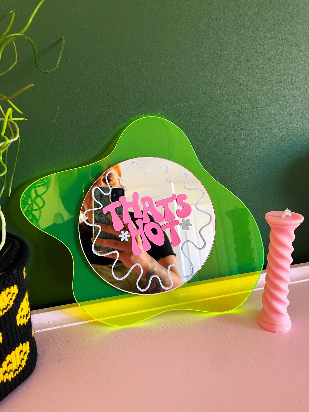 Neon Lime Blob Mirror Frame Mini Mirror Not Included - Etsy
