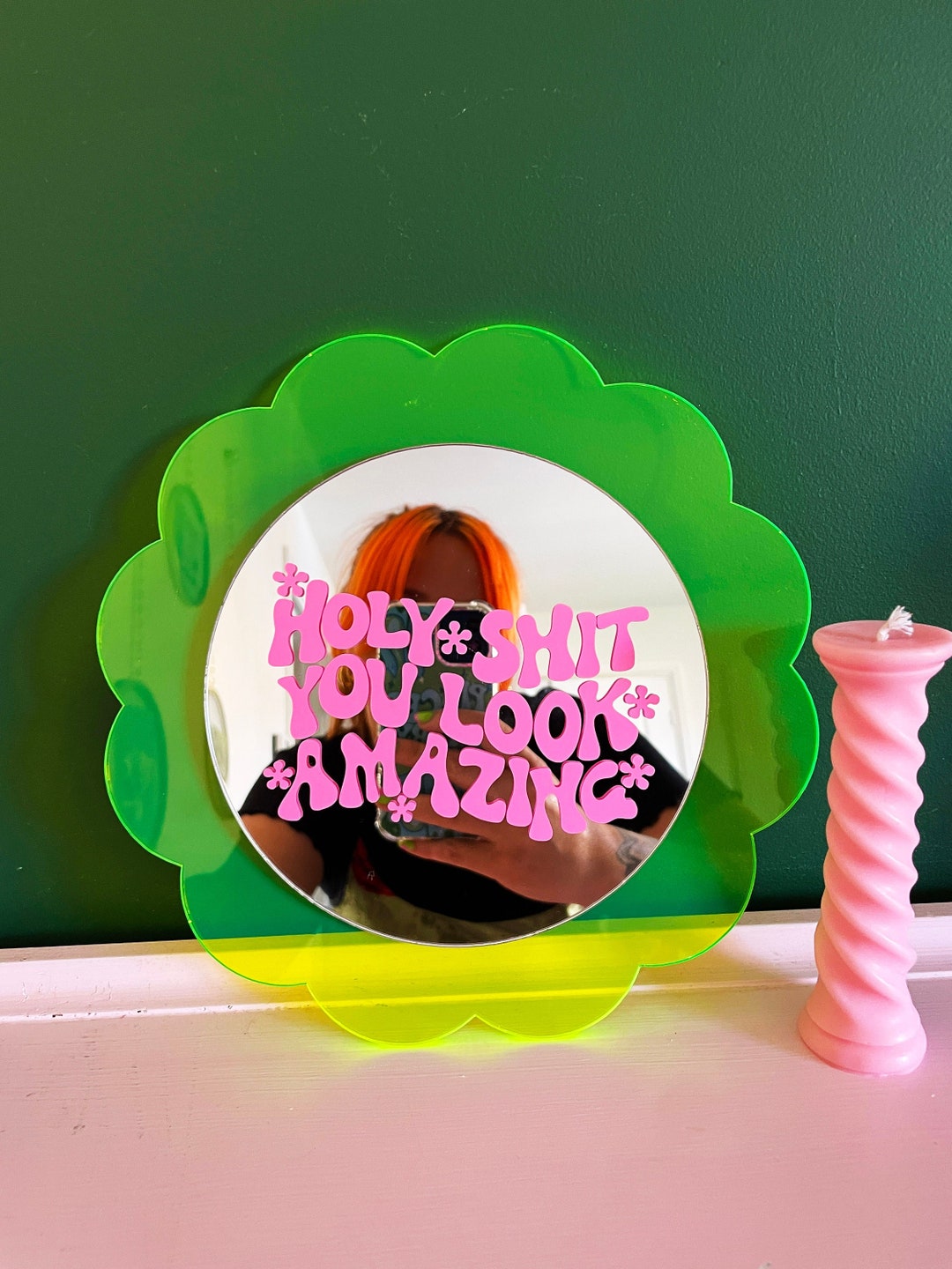 Neon Lime Scallop Mirror Frame Mini Mirror Not Included - Etsy
