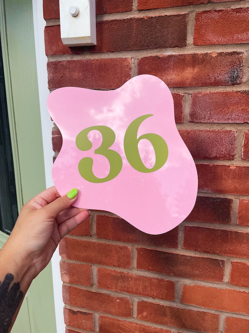 Baby Pink Blob House Number Sign Customise Number Colour - Etsy