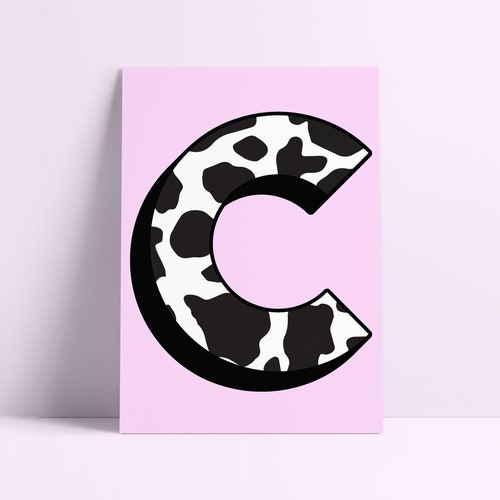 Personalised Cow Print Name Wall Art Funky Letter Print A4 - Etsy