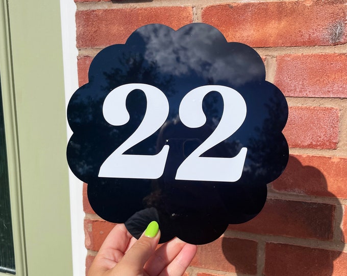 Black Scallop House Number Sign - Customise Number Colour - Etsy
