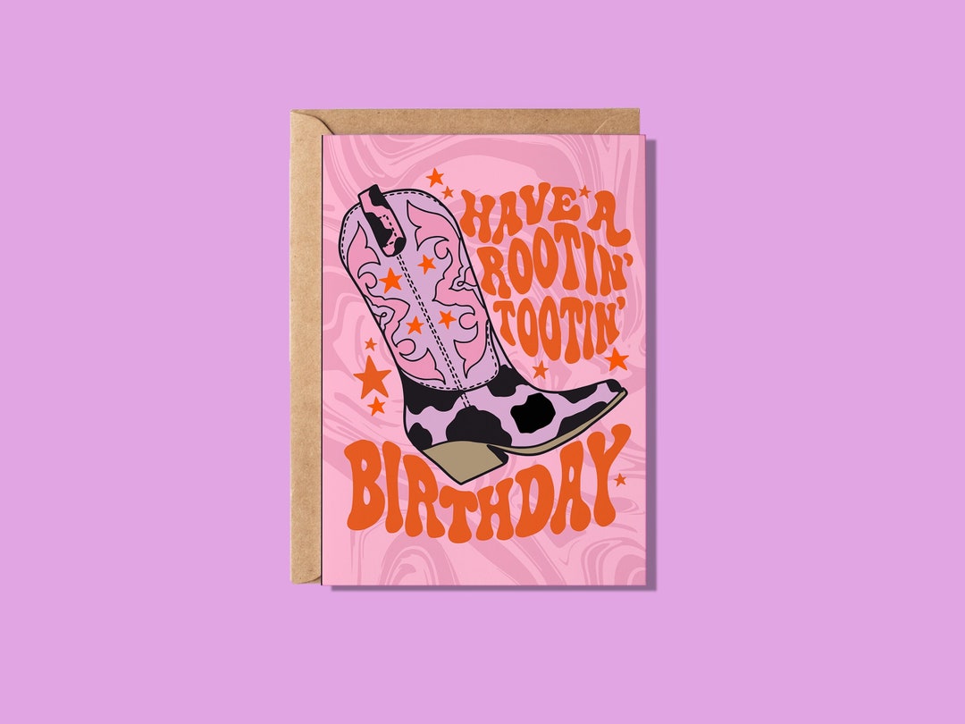 Rootin' Tootin' Cowboy Birthday Greeting Card - Etsy
