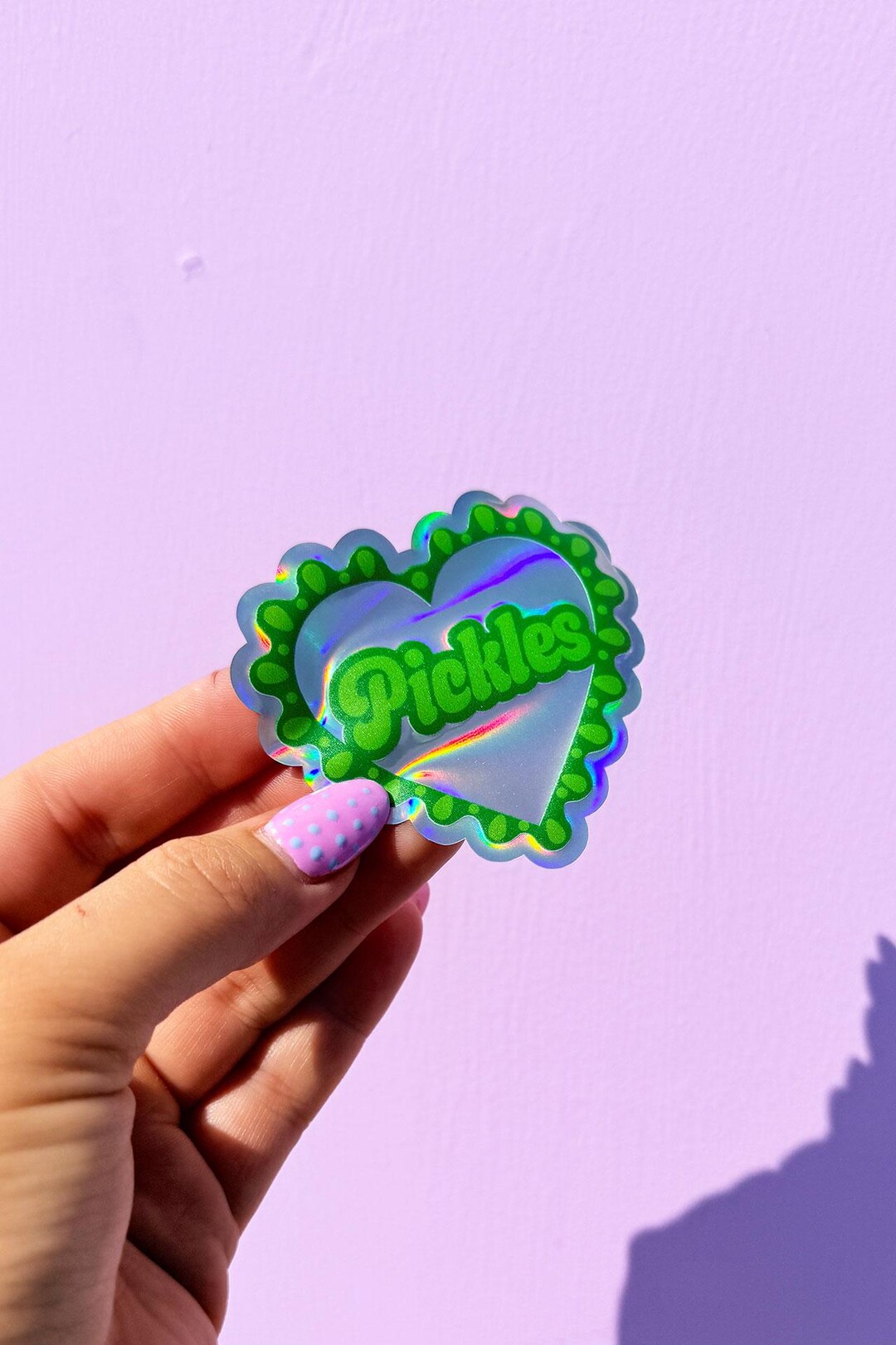 Pickle Frilly Heart Holographic Sticker - Etsy