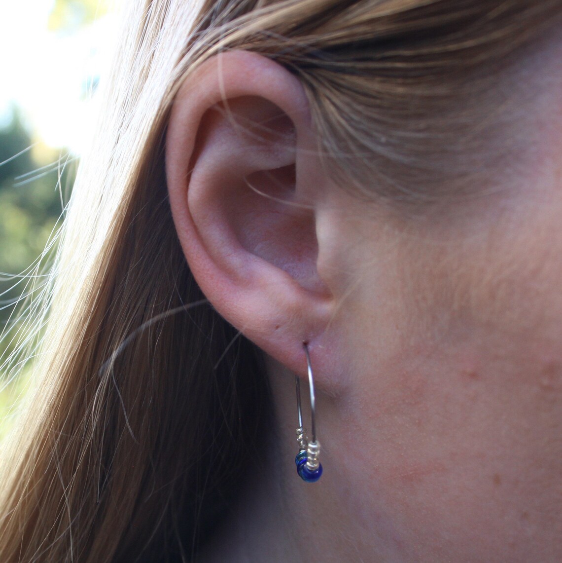 Blue Beaded Hoop Earrings for Women Ocean Inspired Earrings - Etsy ...