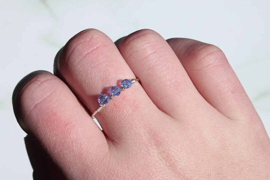 Baby Blue Beaded Ring for Women, Christmas Gifts for Her, Teenage Girl ...