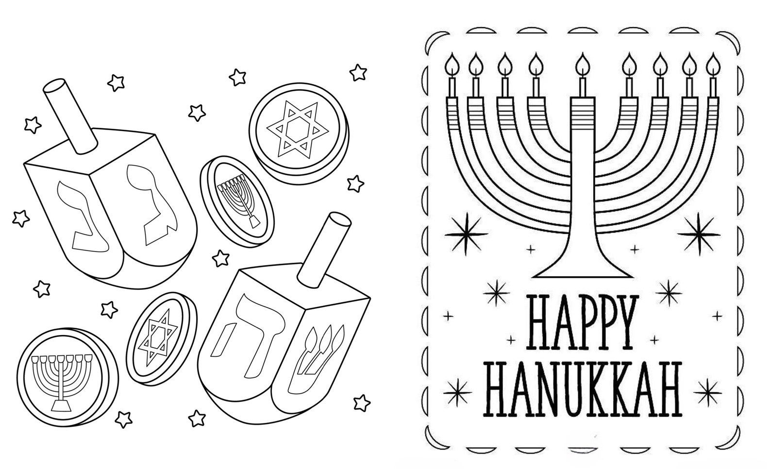 Hanukkah Coloring Pages: 8-page Printable Set (PDF Download) - Etsy