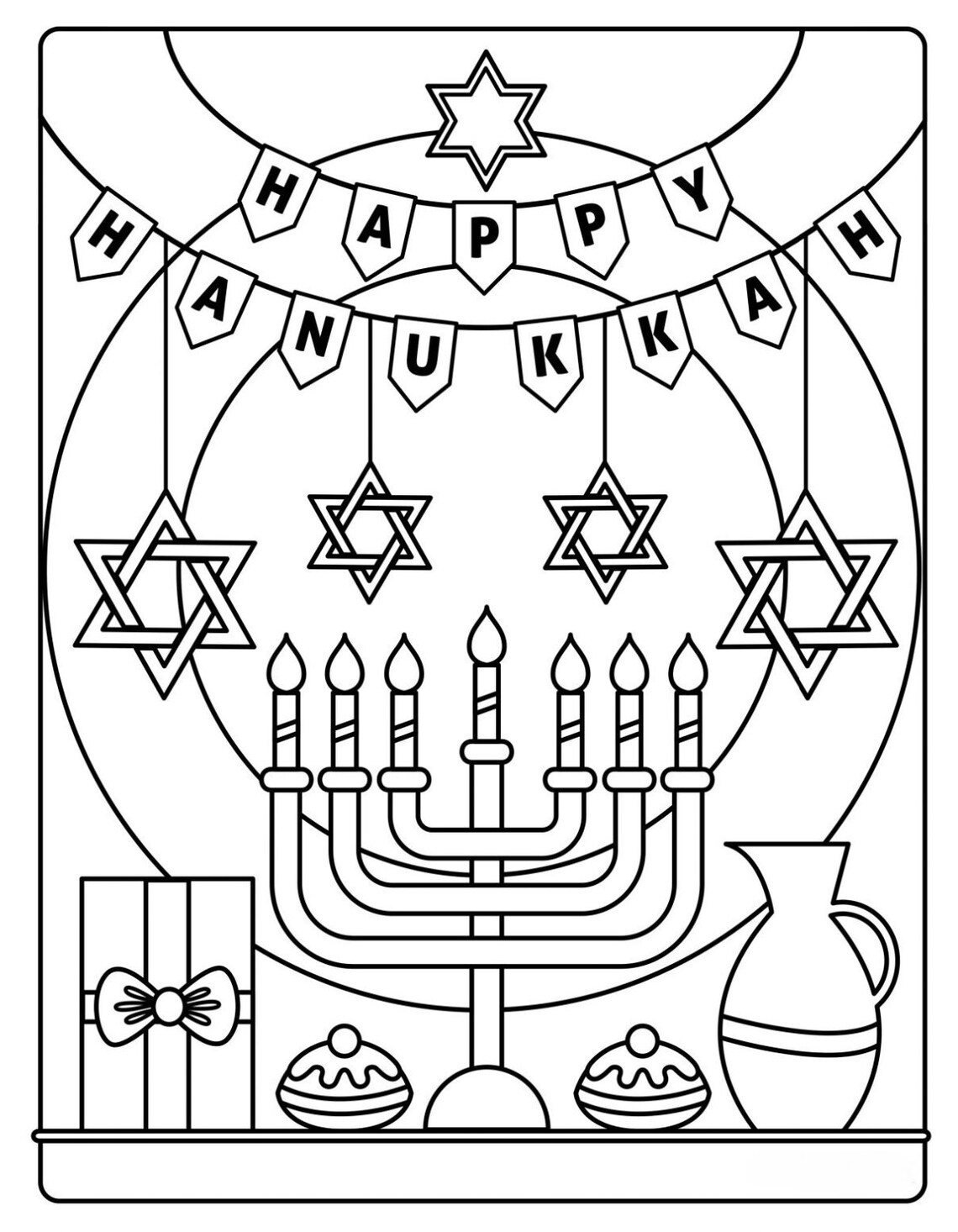 Hanukkah Coloring Pages: 8-page Printable Set (PDF Download) - Etsy