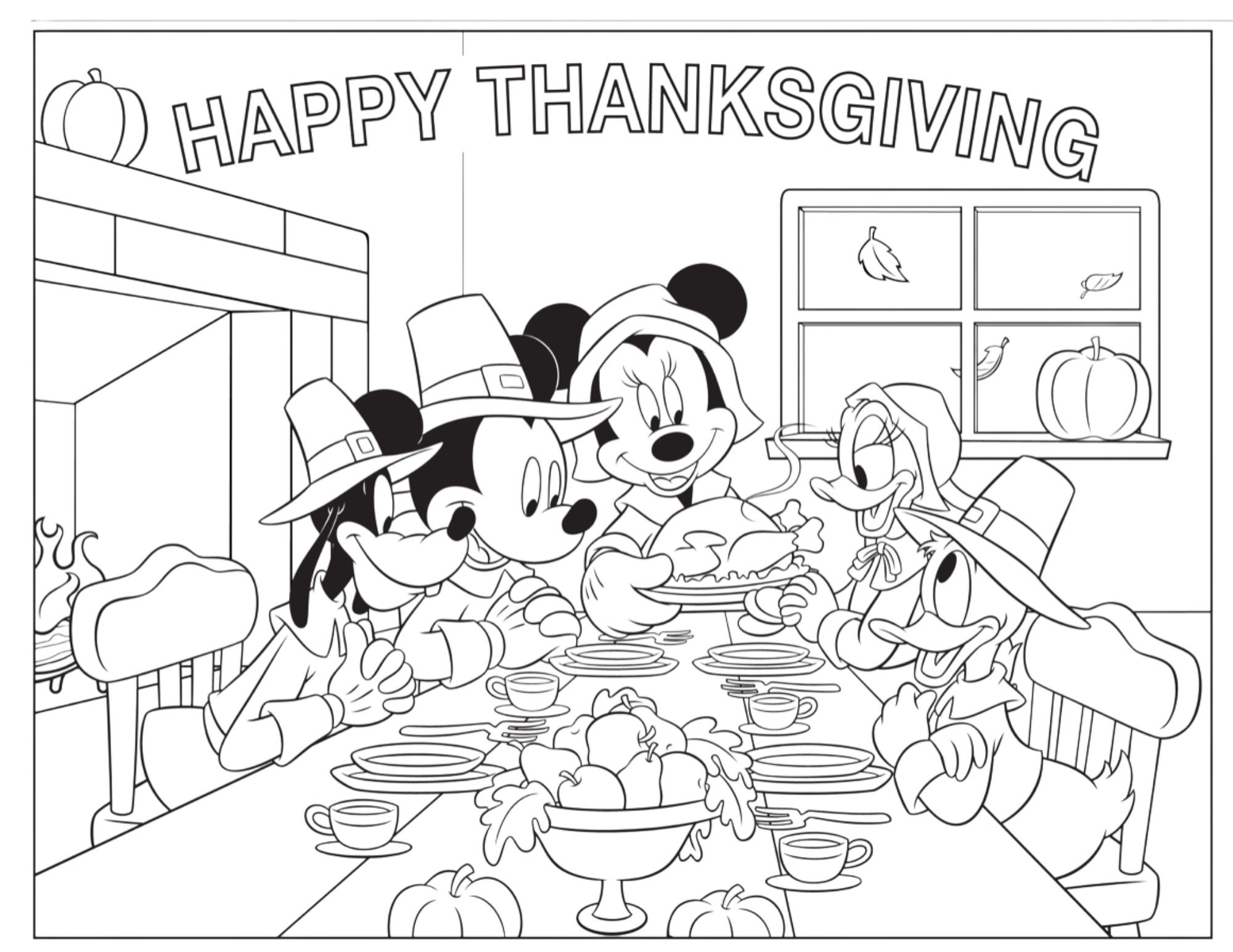 Mickey Mouse Thanksgiving Coloring Pages: Printable Activity (PDF) - Etsy