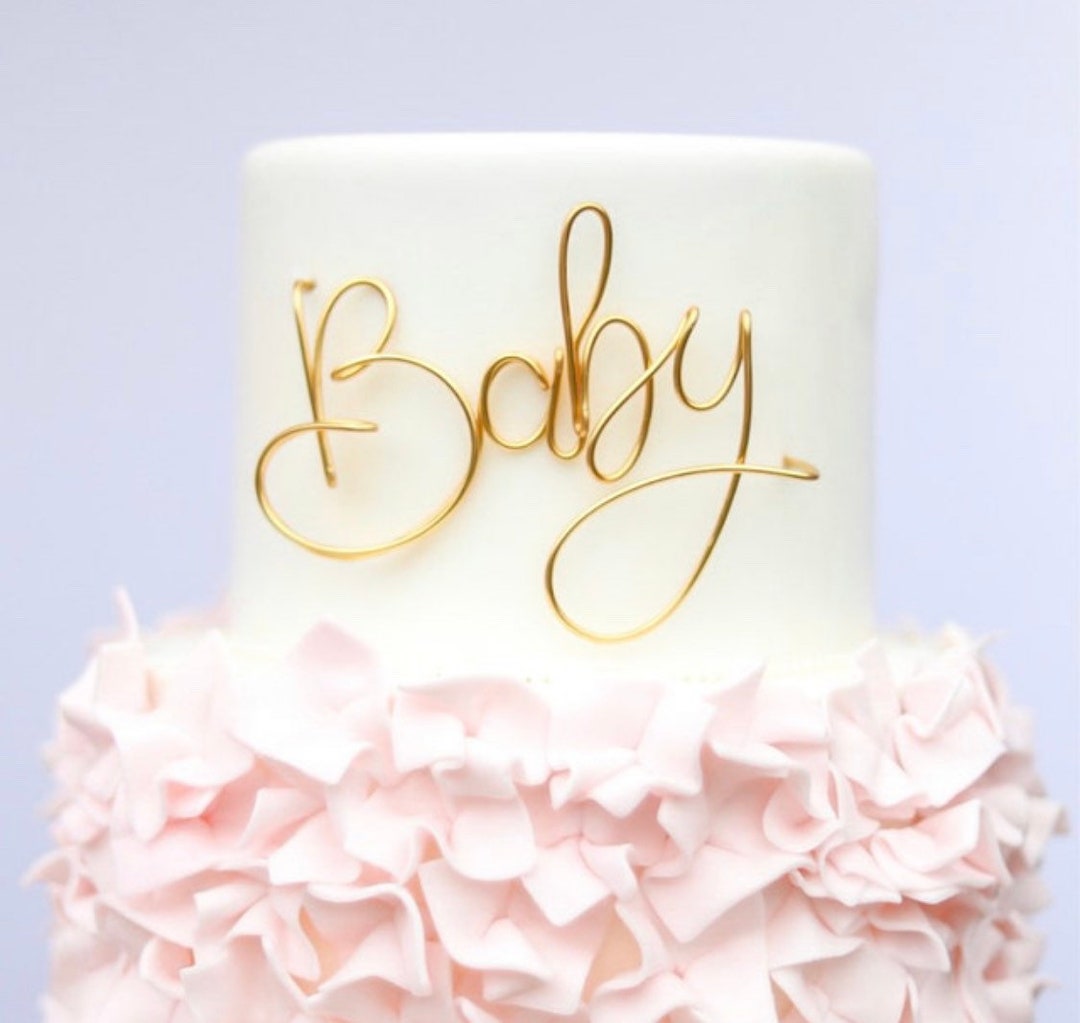 Oh Baby Newborn Party Wire Cake Topper Child Gold Copper Reveal Love ...