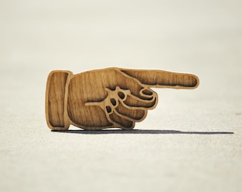 Pointer Finger Woodcut Print on Wood - Manicule - Hand Art - Pointing ...