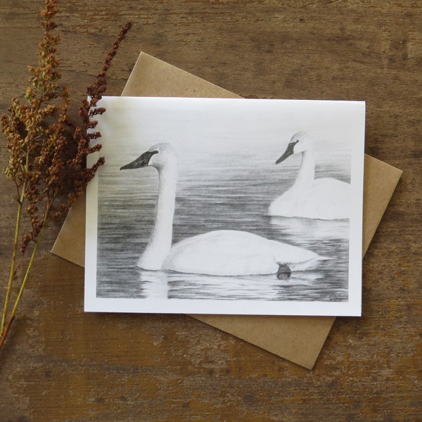 Swan Greeting Card - Etsy
