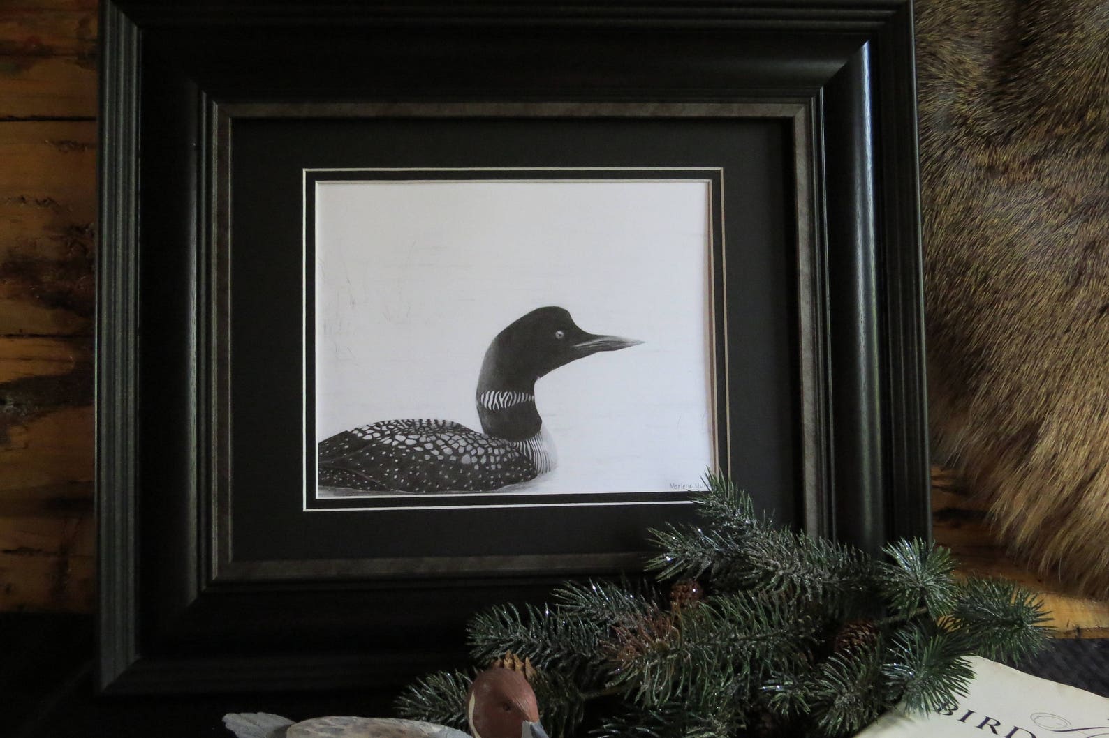 Loon Art Print, Wildlife Wall Art, Bird Pencil Drawing, Common Loon ...