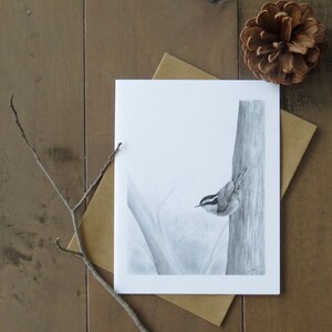 Song Bird Note Card Set, Set of 4 Cards, Wildlife Stationary Art, Black ...