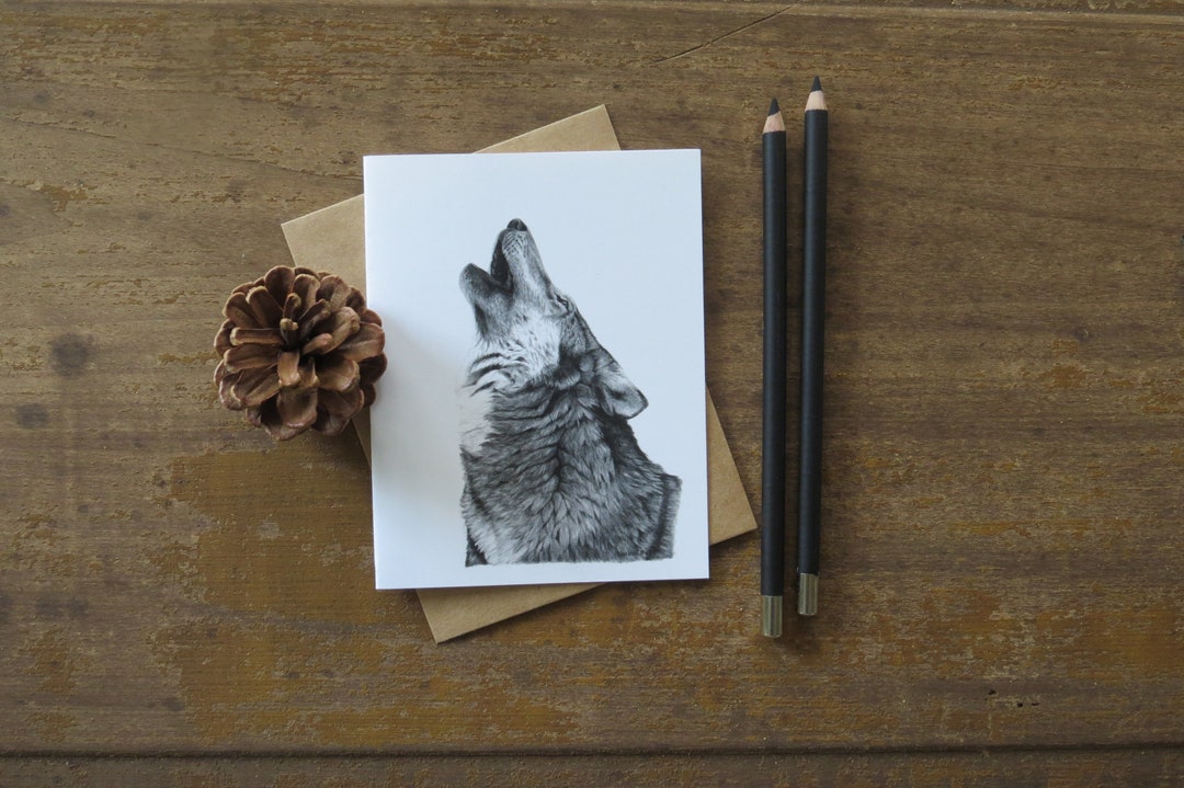 Wolf Note Card, Card for Nature Lover, Wolf Wildlife Art, Stationary ...