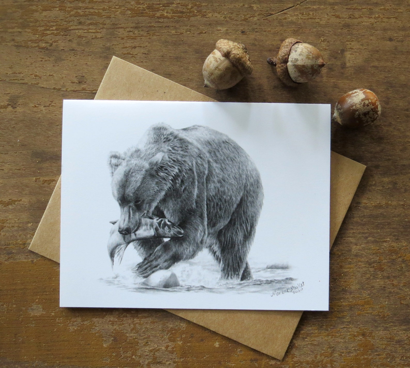Grizzly Bear Notecards, Set of Wildlife Art Cards, Cards for Kids ...