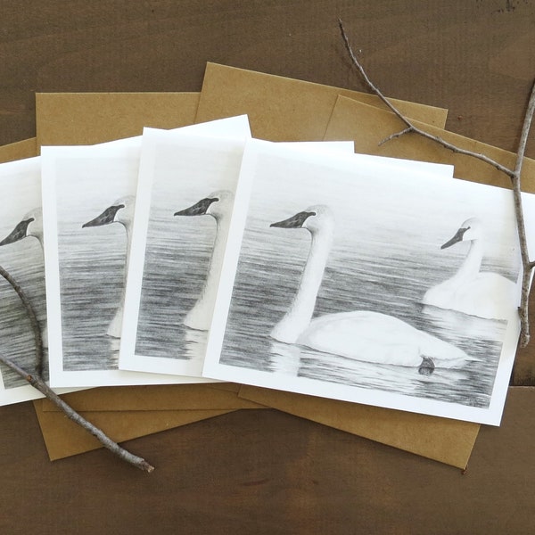 Swan Greeting Card - Etsy