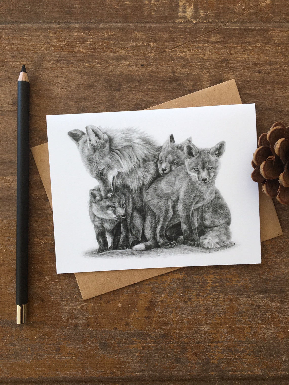 Baby Animal Note Card Set, Wildlife Note Card, Doe With Fawn Card ...