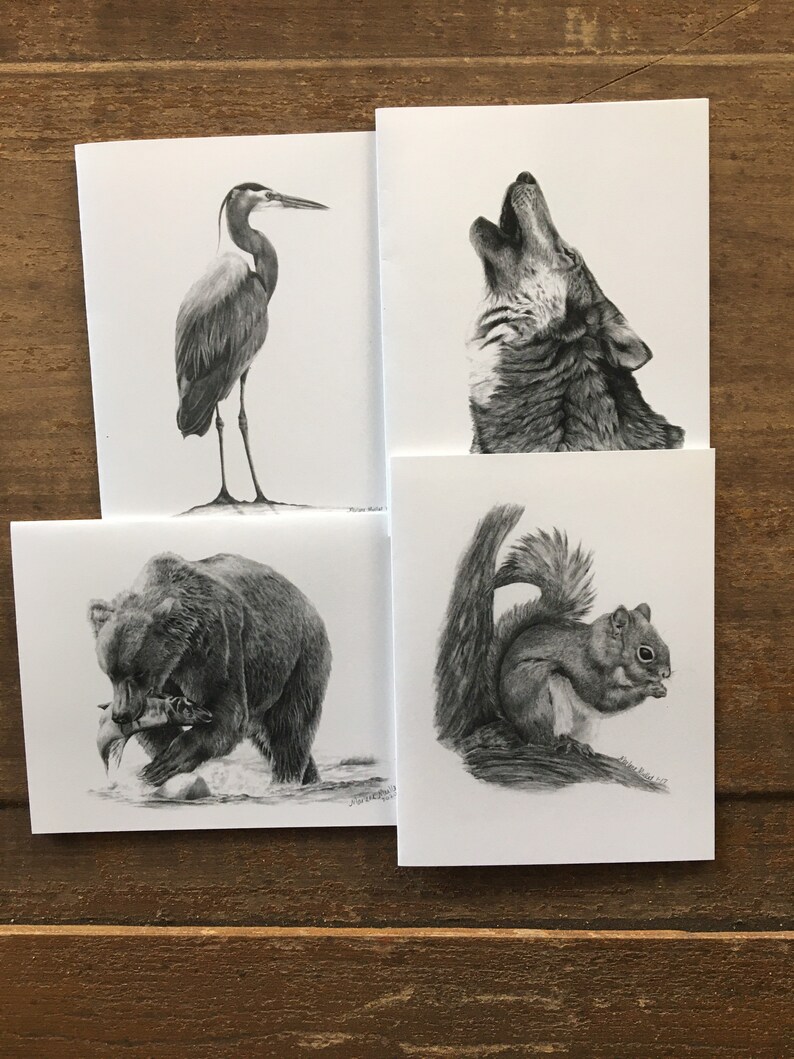Custom Wildlife Note Cards, Your Choice of 6 Note Cards, Animal Art ...
