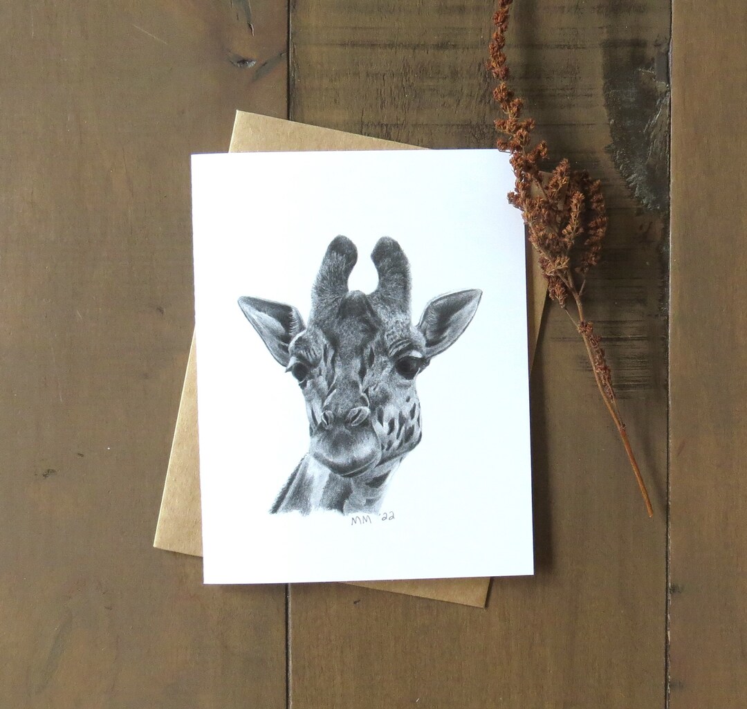 Giraffe Note Card, African Wildlife Art Card, Safari Animal Card, Kid's ...