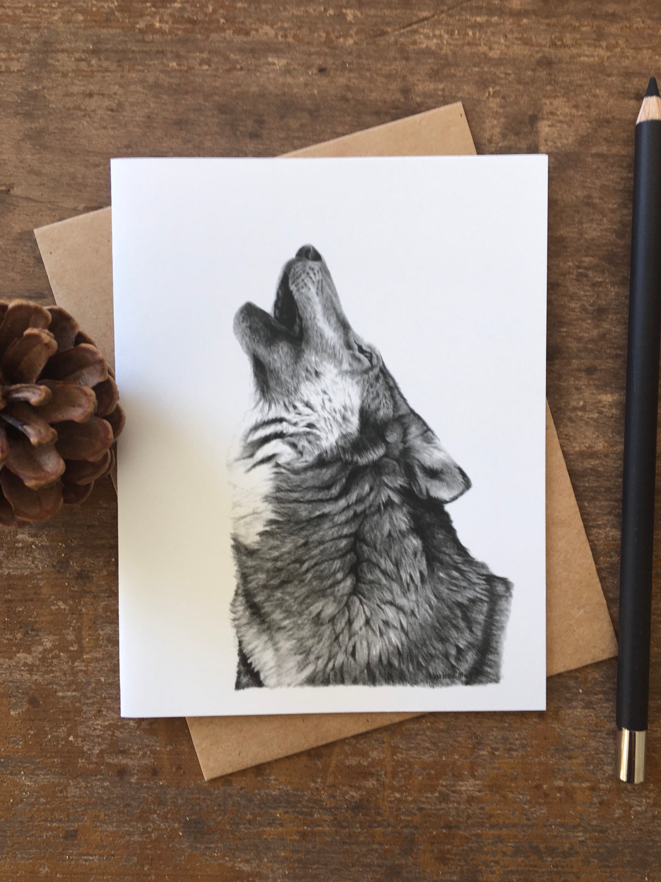 Wolf Note Card, Card for Nature Lover, Wolf Wildlife Art, Stationary ...