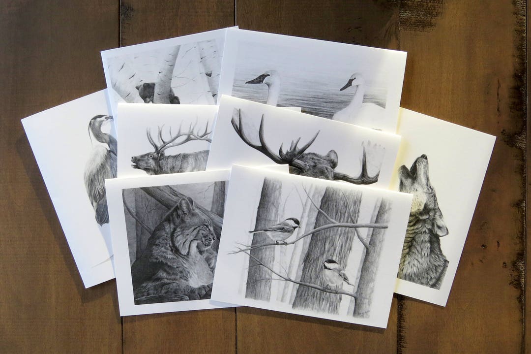 Custom Wildlife Note Cards, Your Choice of 4 Note Cards, Wildlife Art ...