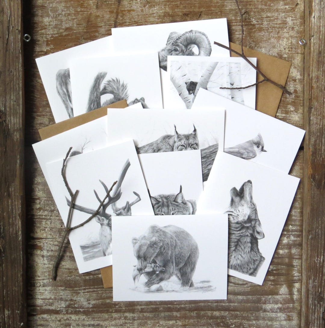 Custom Wildlife Note Cards, Your Choice of 4 Note Cards, Wildlife Art ...