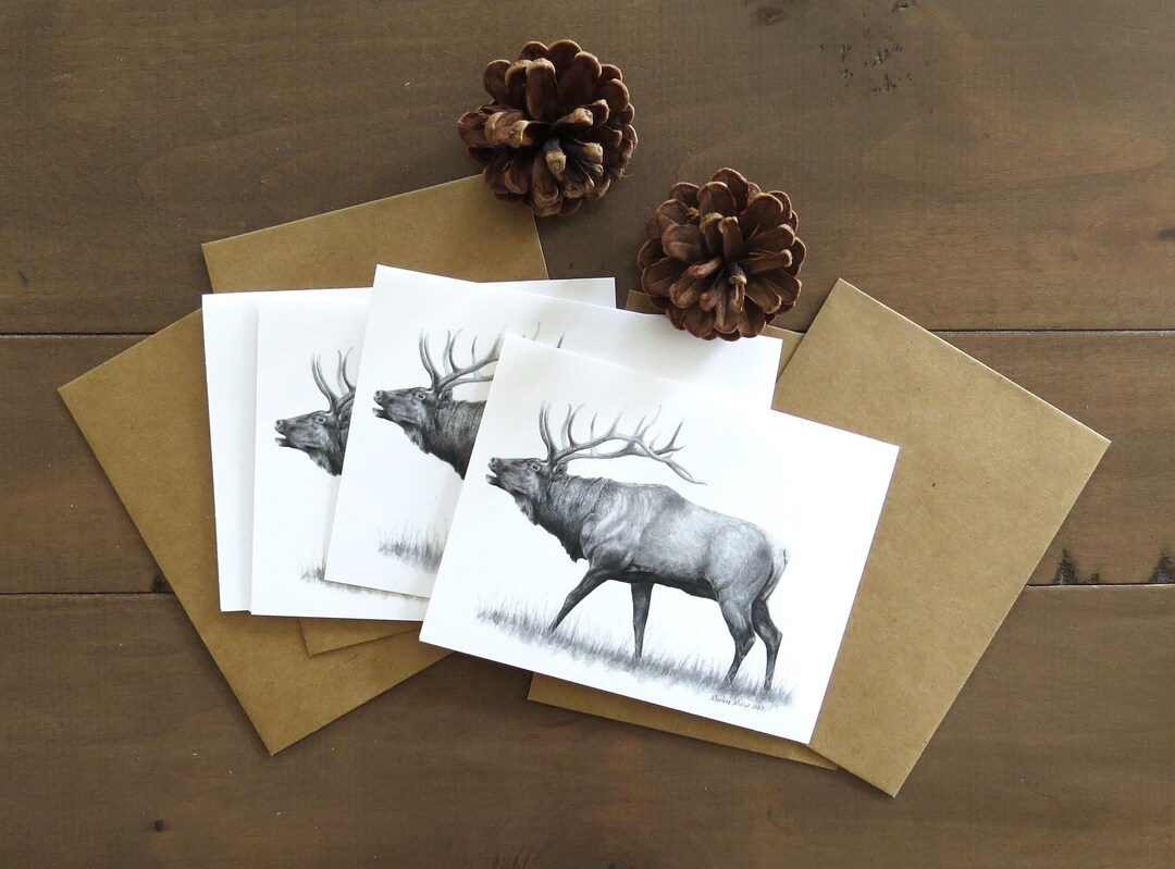Elk Note Card Set, Wildlife Art Card, Bugling Elk, Elk Card, Wildlife ...