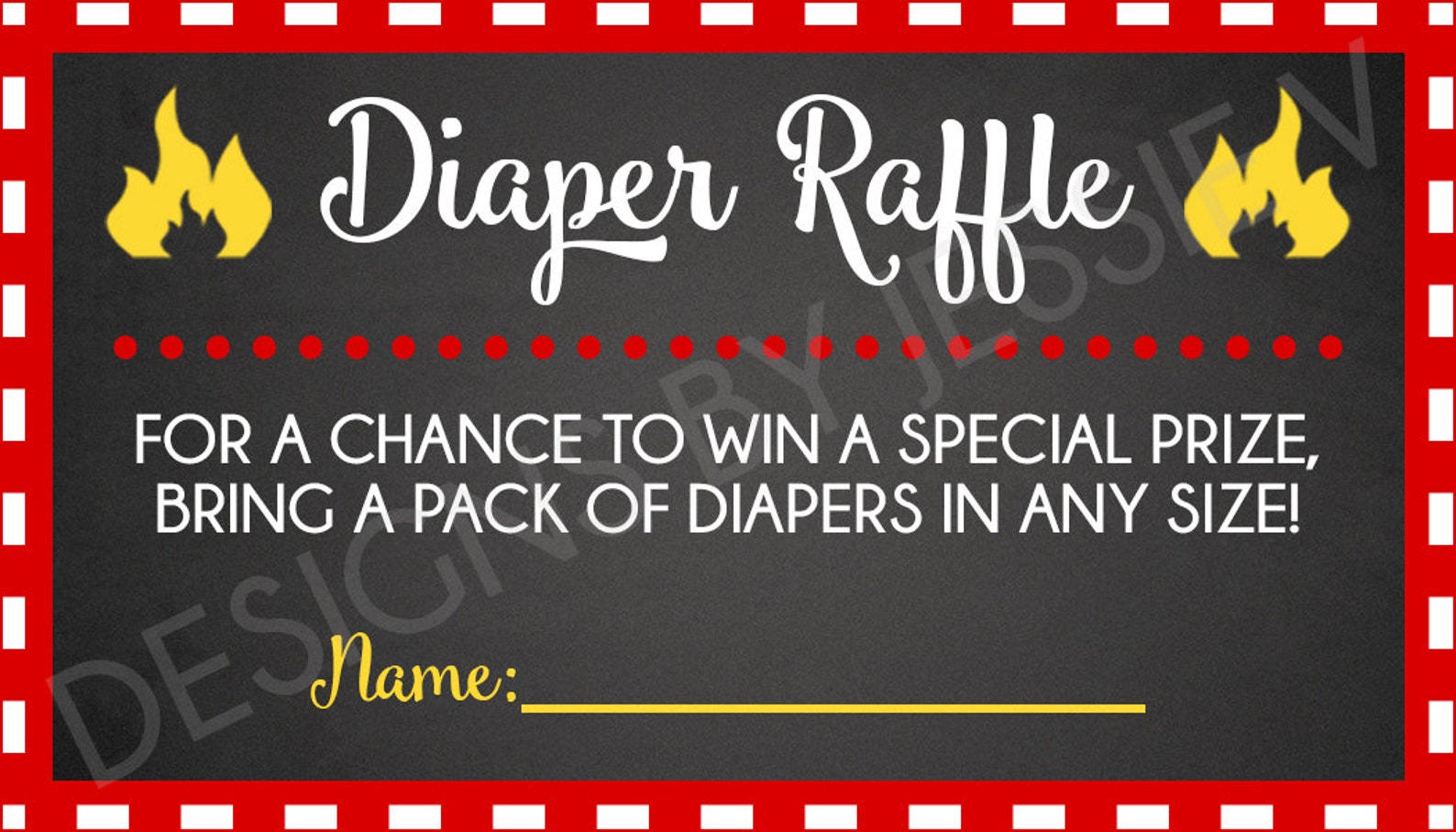 Fire Truck Diaper Raffle Tickets Printable Diaper Raffle | Etsy