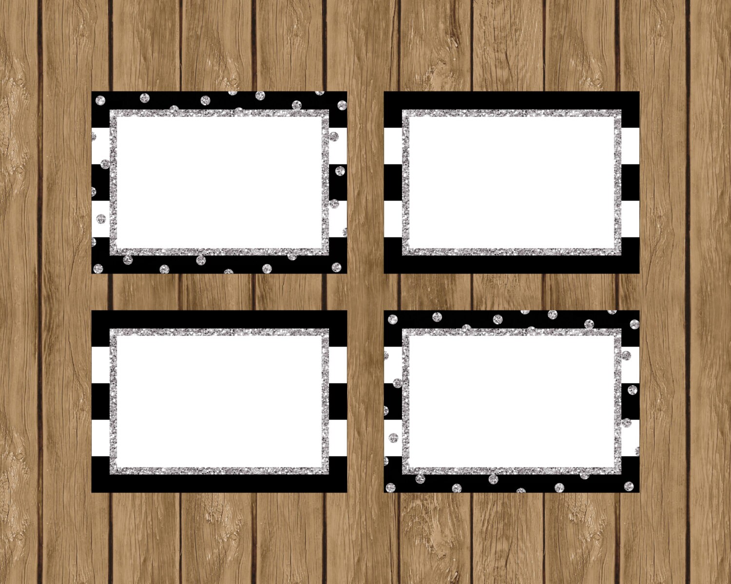 Black White and Silver Food Labels, Printable Food Labels, Silver ...