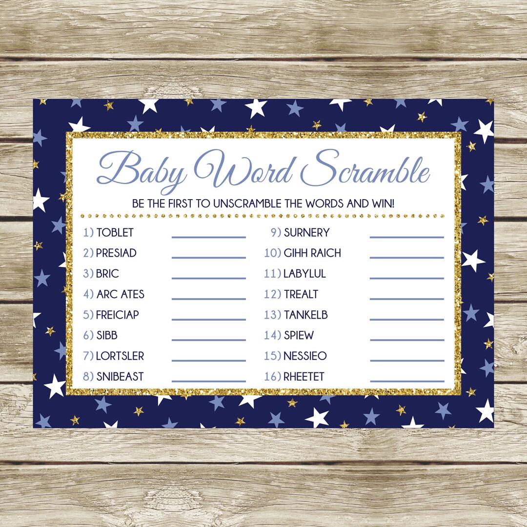 Baby Word Scramble, Printable Baby Shower Game, Twinkle Little Star ...