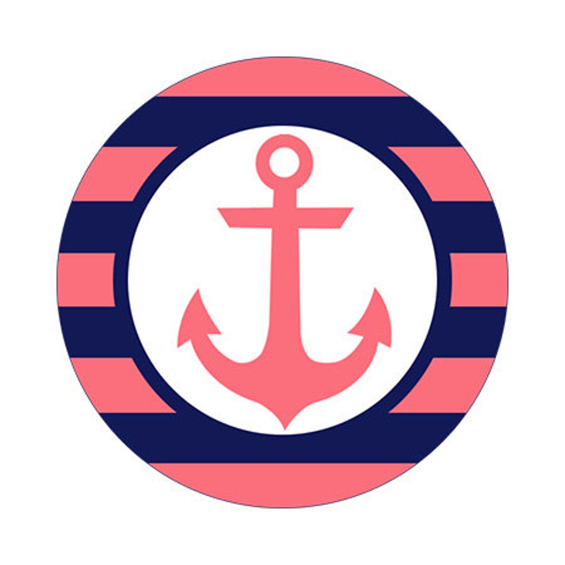 Pink and Navy Nautical Cupcake Toppers Printable Cupcake | Etsy