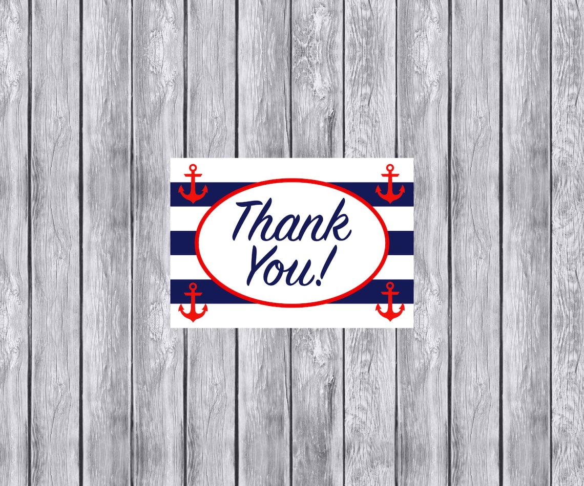 Instant Download Thank You Cards Nautical Thank You Cards - Etsy