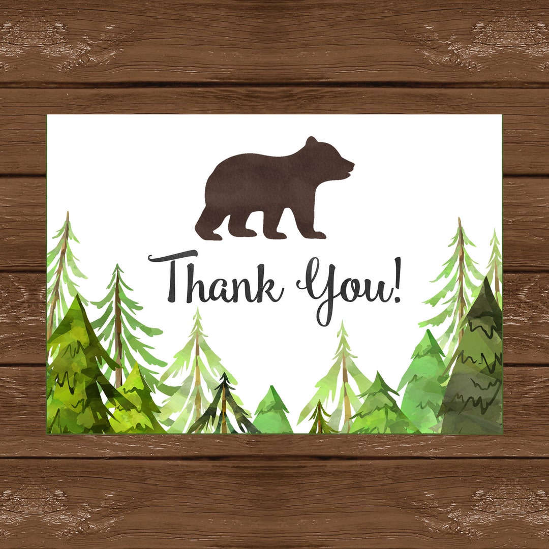 Little Bear Thank You Card, Printable Thank You Cards, Baby Shower ...