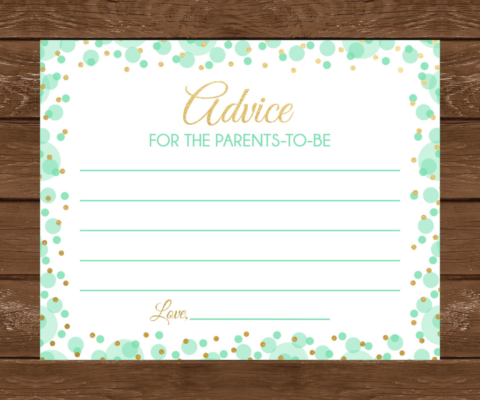 Mint and Gold Advice Card Printable Advice Cards Instant - Etsy