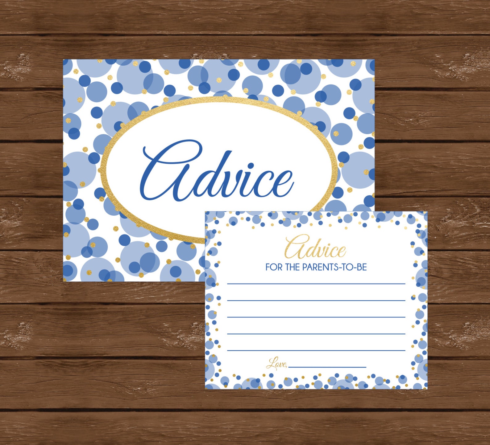 Blue and Gold Advice Card, Printable Advice Card, Baby Shower Advice ...