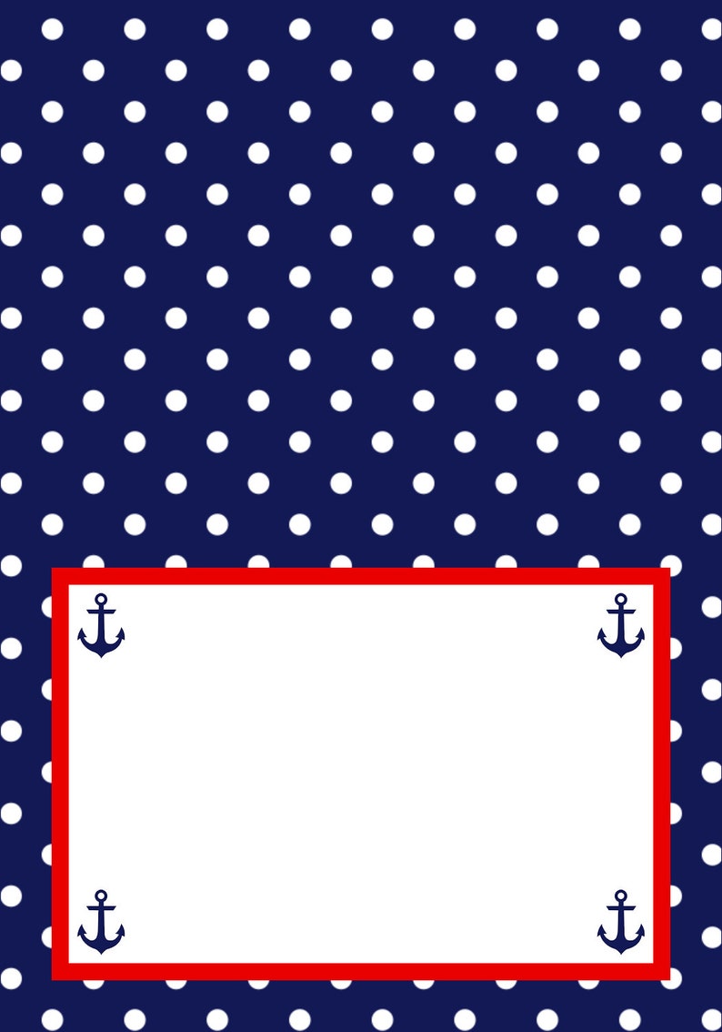 Nautical Blank Food Labels, Tent Style Food Labels, Fill in Yourself ...