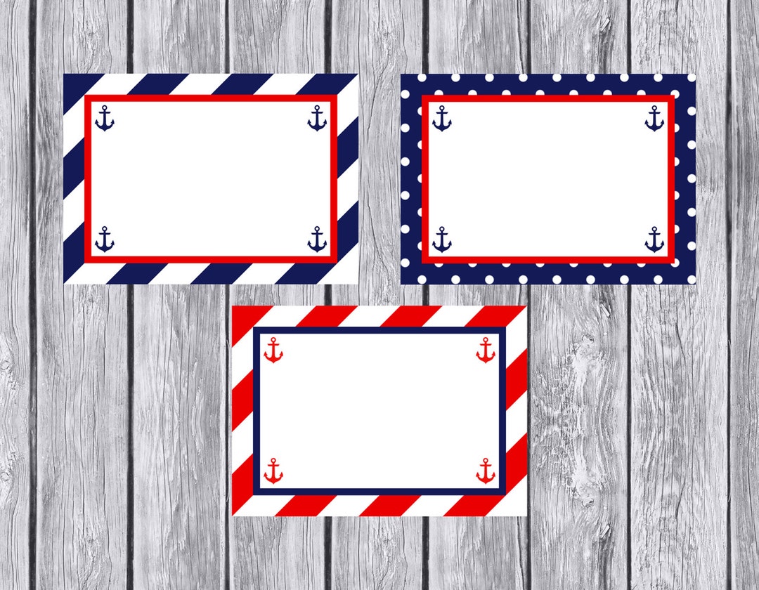 Nautical Blank Food Labels, Tent Style Food Labels, Fill in Yourself ...