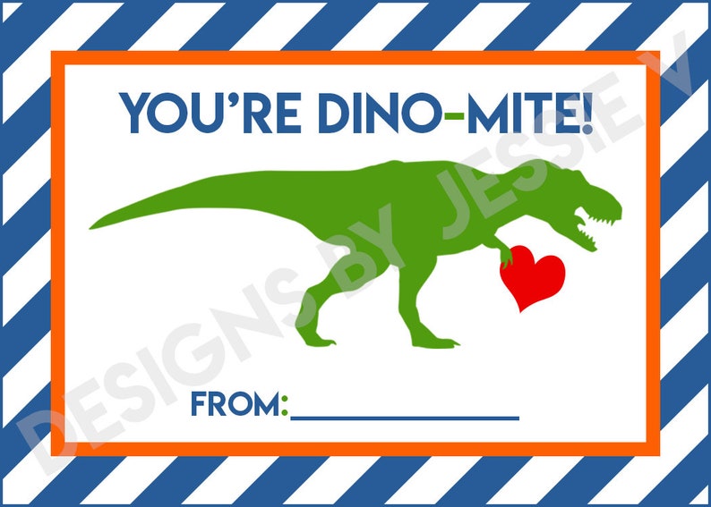 You're Dino-mite Valentine's Day Cards Dinosaur - Etsy