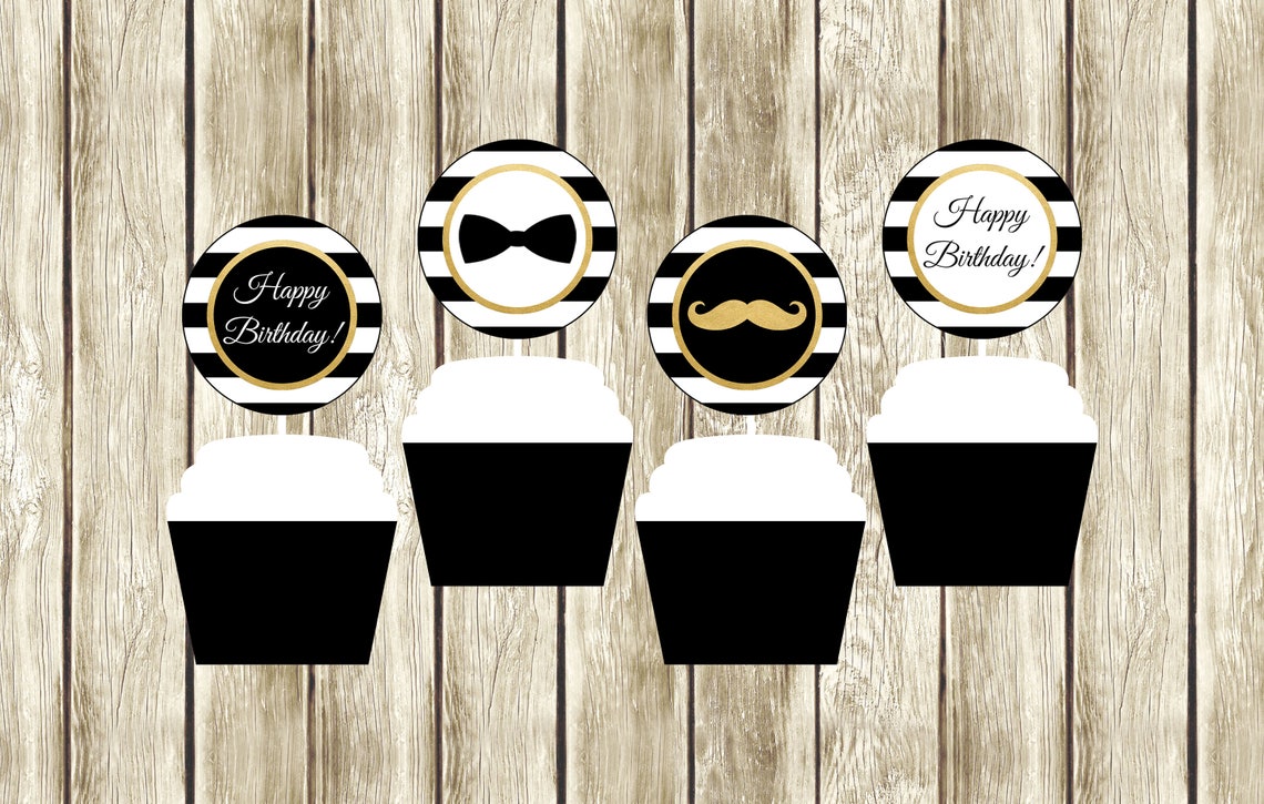 Happy Birthday Cupcake Toppers Men's Birthday Printable - Etsy Australia