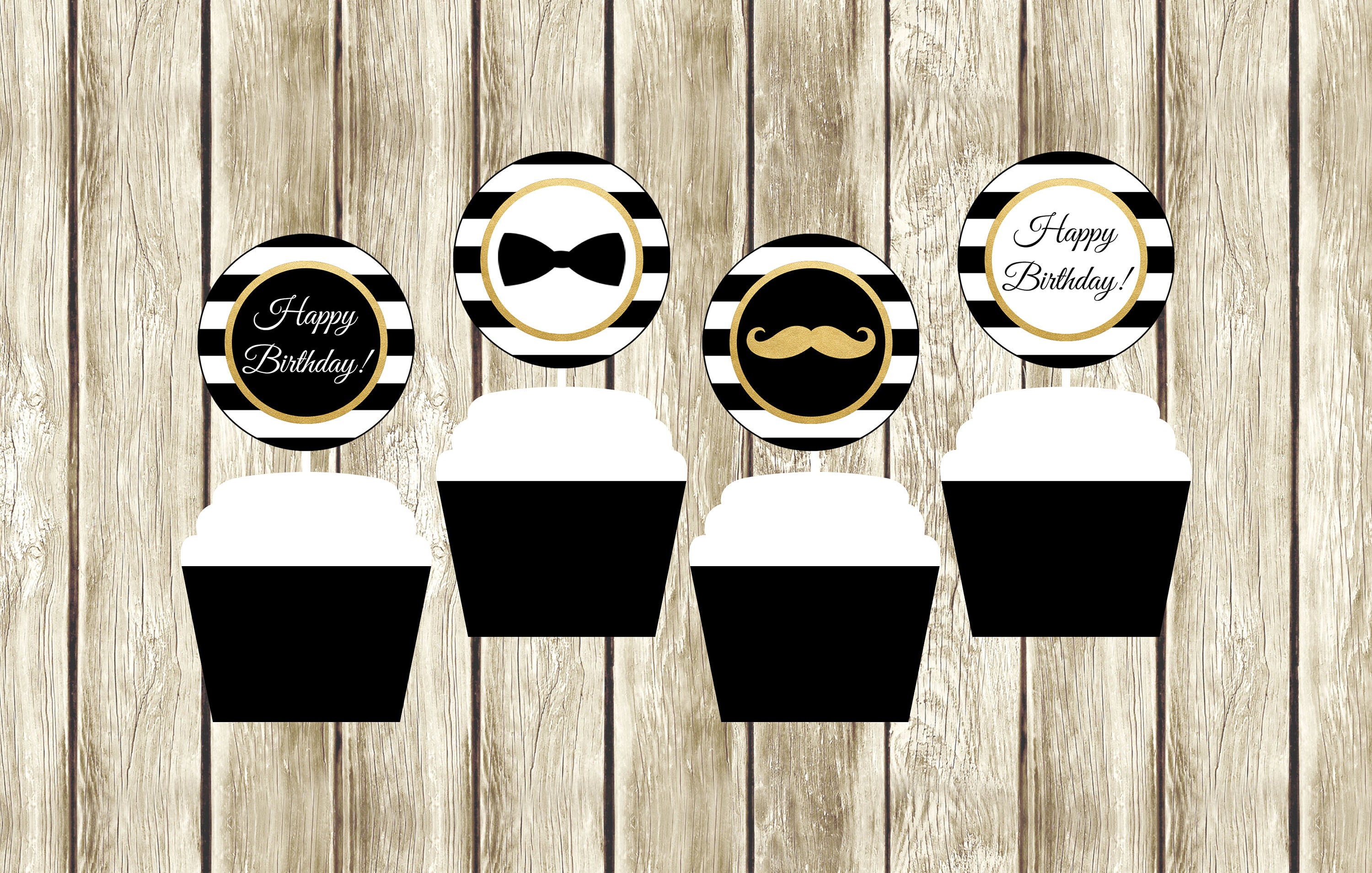 Happy Birthday Cupcake Toppers Men's Birthday Printable - Etsy Australia
