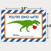 You're Dino-mite Valentine's Day Cards Dinosaur - Etsy