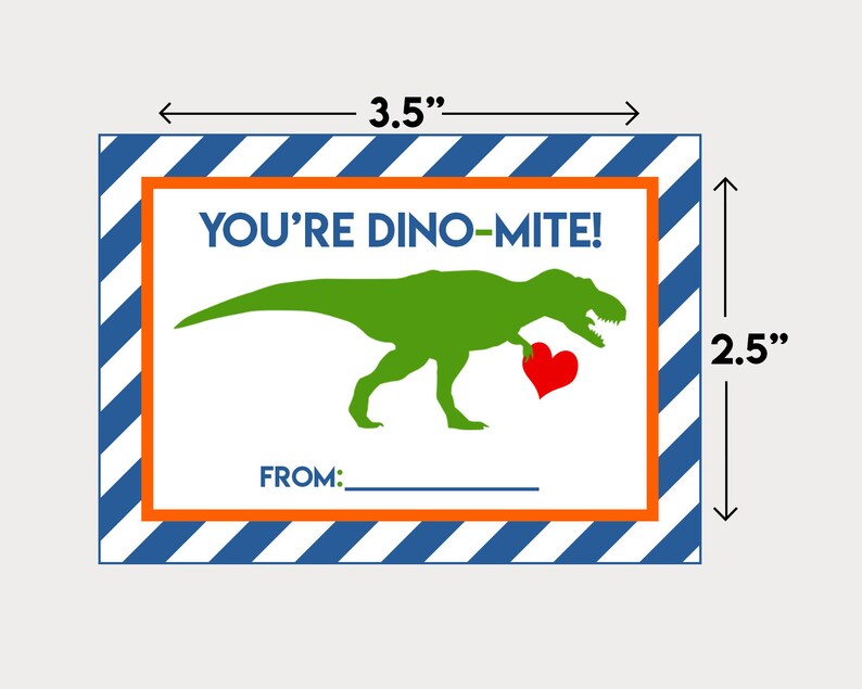 You're Dino-mite Valentine's Day Cards Dinosaur - Etsy