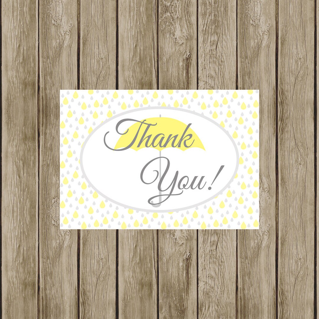 Gender Neutral Thank You Card, Yellow and Grey Thank You Cards, Instant ...